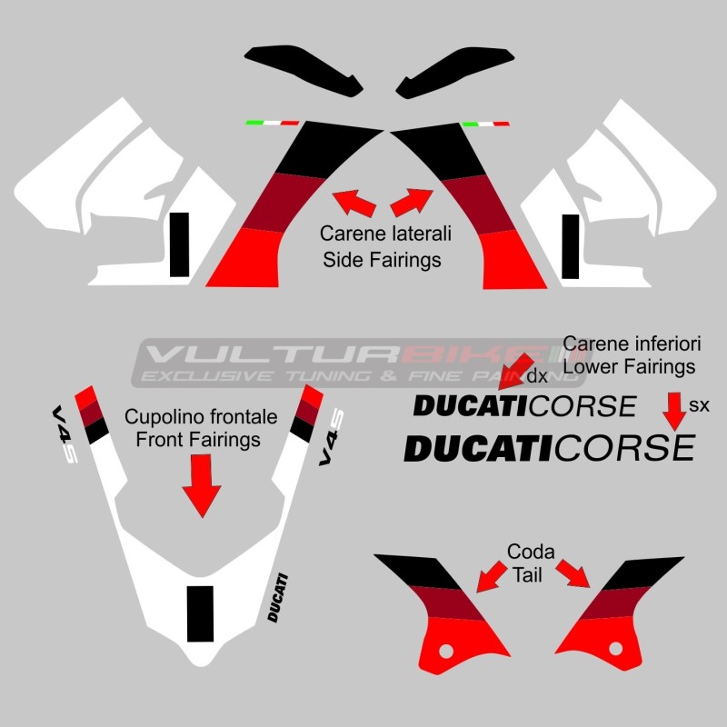 Set decalcomanie decorative per carene Ducati Panigale V4 2018 / 2019